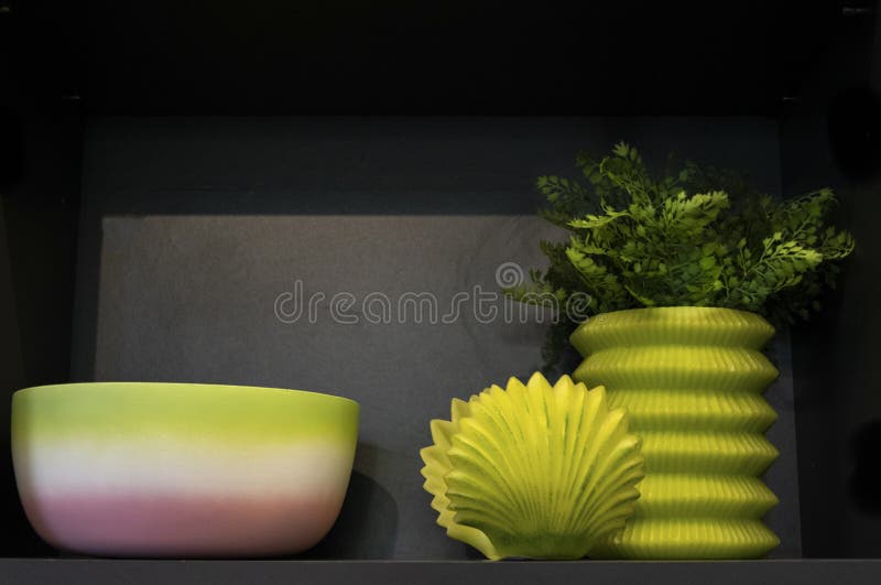 Decorative Objects on the Shelf Stock Image - Image of design, luminous ...