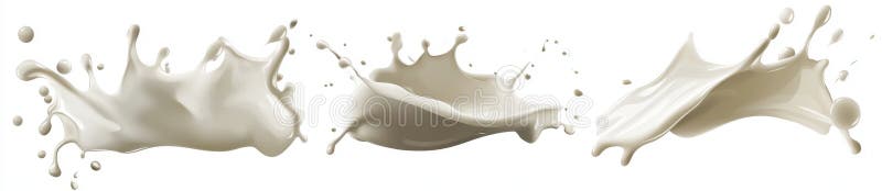 Three Off White Liquid Splashes on White Background Stock Illustration ...