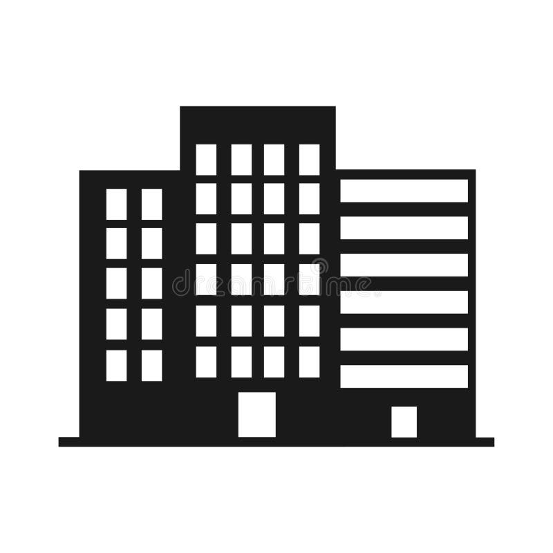 Three Office Buildings Icon Black and White Stock Vector - Illustration ...