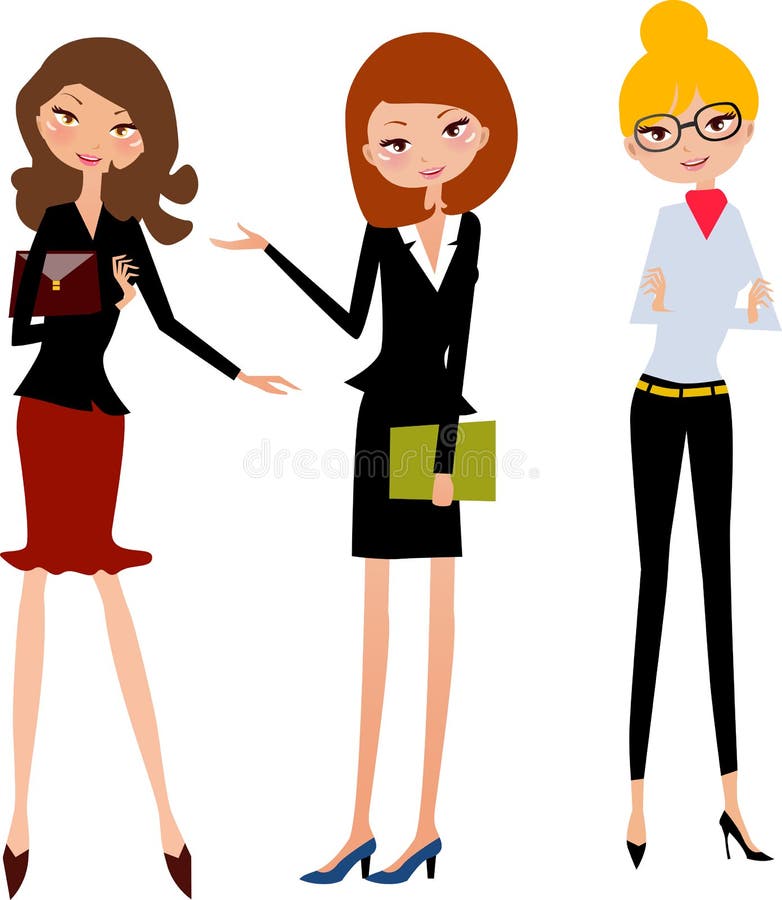 Three office lady stock vector. Illustration of folders - 13165985