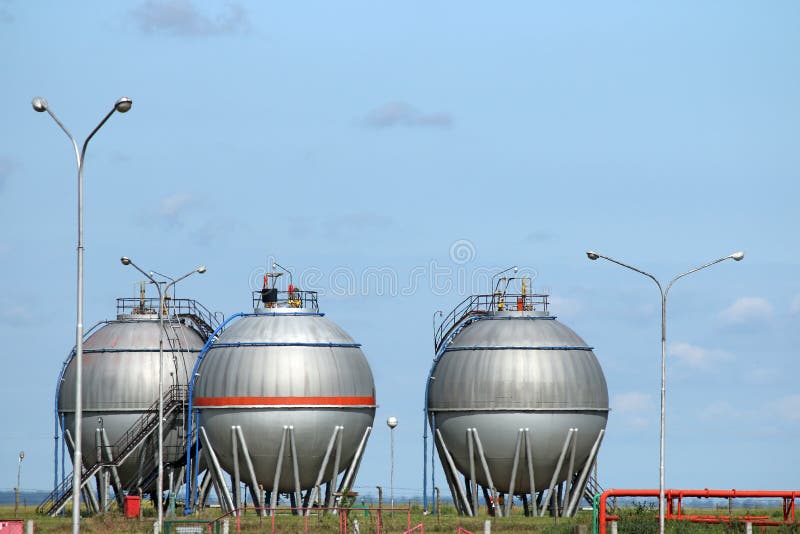 Three oil tanks stock image. Image of tank, refinery - 46085515