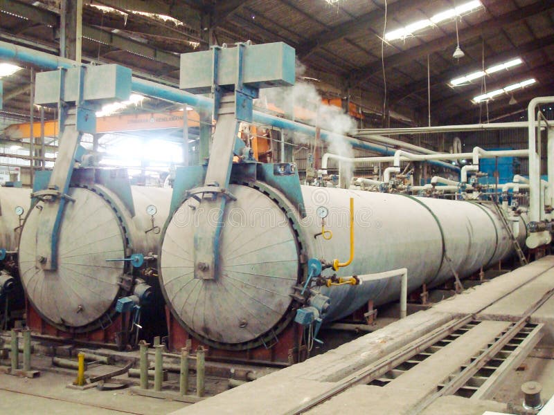 Three Old Autoclave Machines for Fiber Cement Boar Stock Photo - Image ...