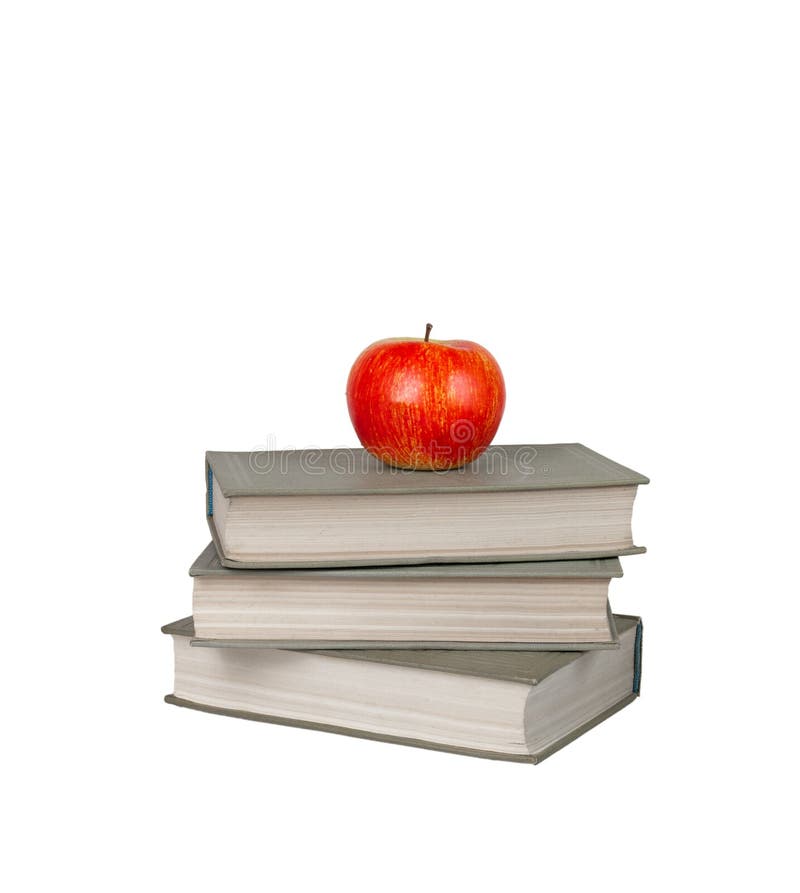 Apple on a Stack of Old Books Stock Image - Image of learn, reading ...