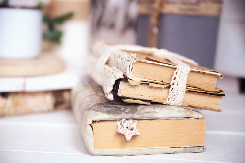 Three Old Books on the Table Stock Photo - Image of cover, stack: 82366594