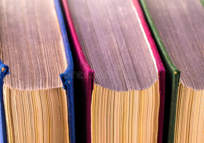 The Three Old Books Turned Back Side Shot Close-up Stock Image - Image ...