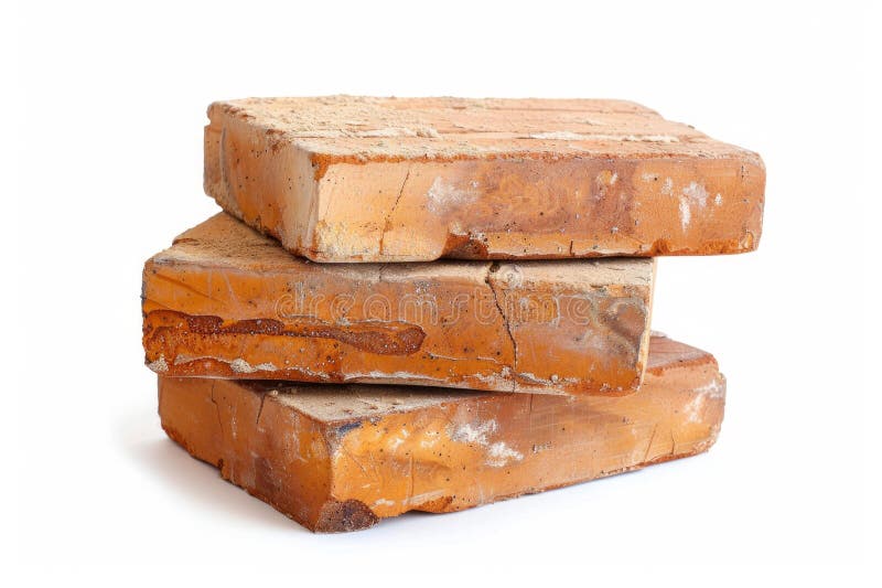 Three Old Bricks Stacked on White Background Stock Photo - Image of ...