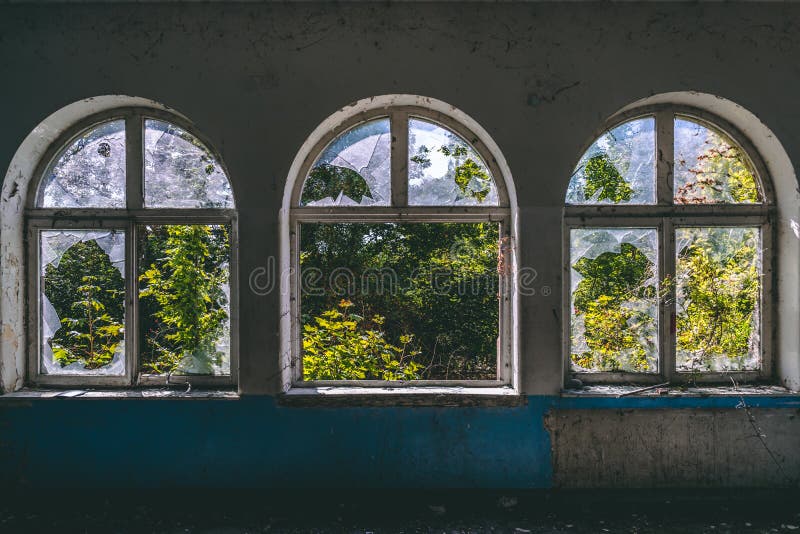 Three Old Destroyed Windows. the Middle Window is almost Completely ...