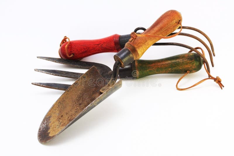 Three old hand tools stock photo. Image of garden, isolated - 17241620