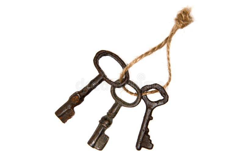 Three Old Keys from the Door Tied with Rope Stock Image - Image of ...