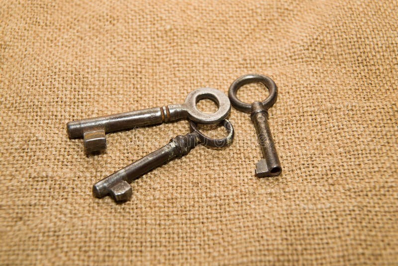 Three Old Keys To the Safe on a Very Old Cloth Stock Photo - Image of ...