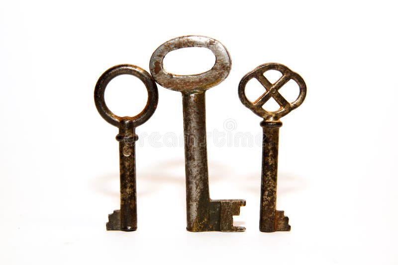 Three Old Keys Tied with a Rope on a White Background Stock Photo ...