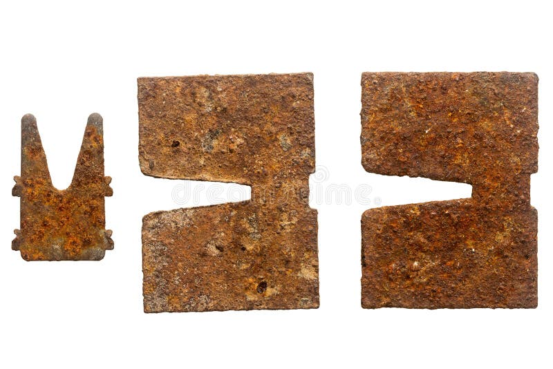 Three Old Rusty Iron Details Isolated on White Stock Photo - Image of ...