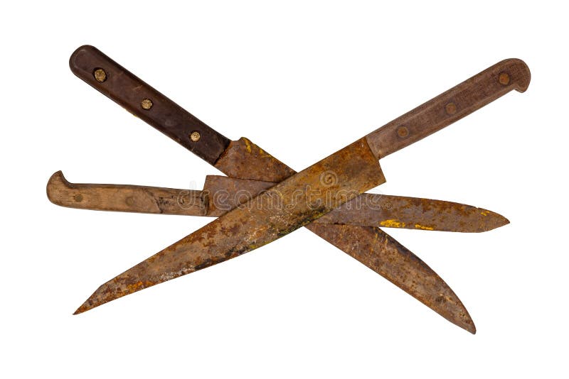 Three old rusty knives stock image. Image of edge, brown - 135987043