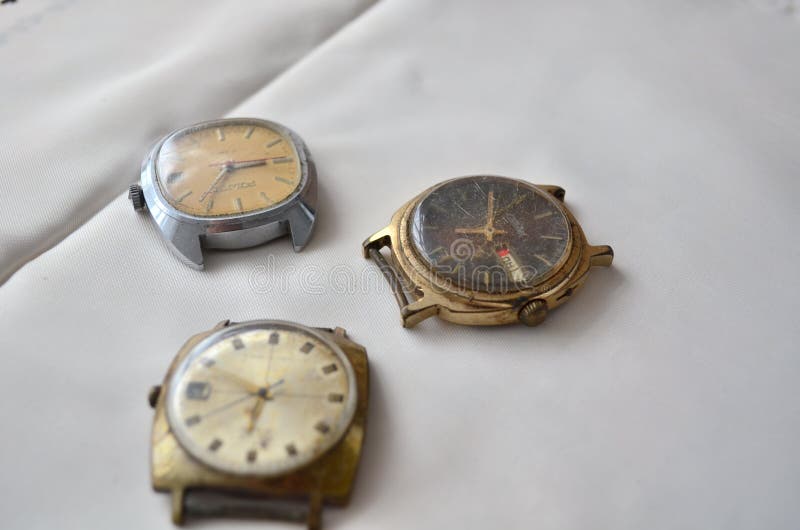 Three Old Soviet Clocks are on the Table Editorial Photography - Image ...