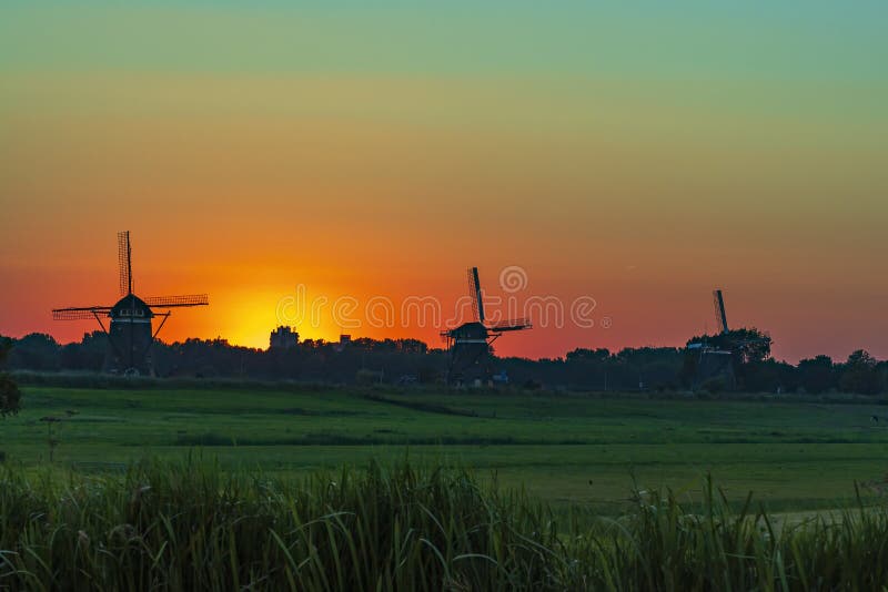 Three Old Windmills from the Year 1672 in Stompwijk Molendriegang ...