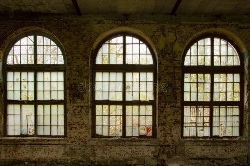Three old windows stock photo. Image of pilica, demolished - 91815092