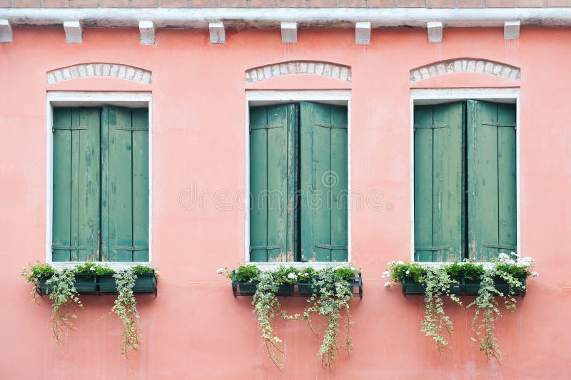 Three Old Windows with Shutters Stock Image - Image of backgrounds ...