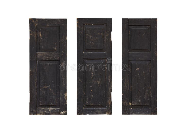 Three Old Wooden Window on White Background Stock Photo - Image of ...