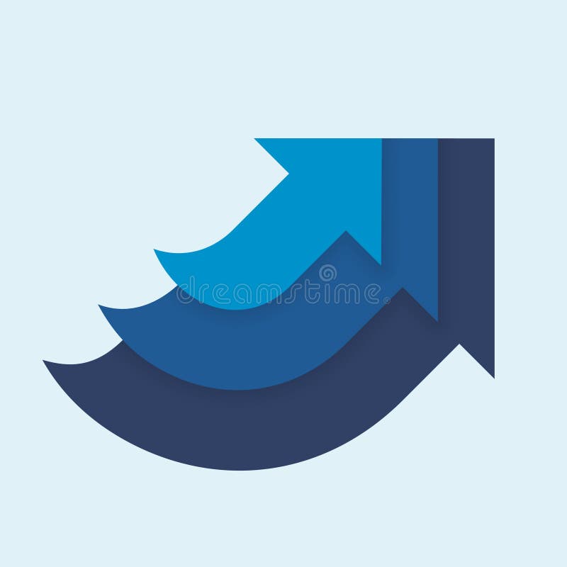 Three in One Up Arrows Blue Color Stock Vector - Illustration of unity ...
