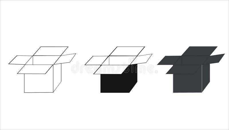 Three open boxes stock illustration. Illustration of container - 36891119