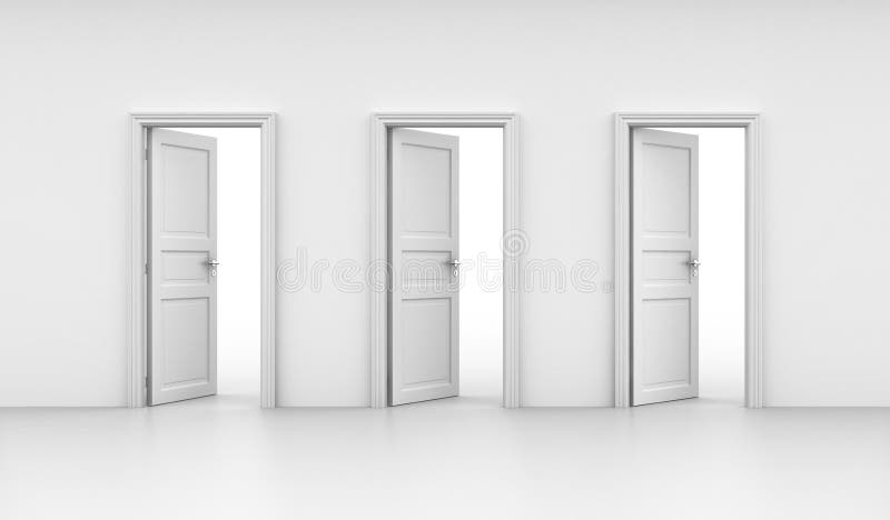 Three open doors stock illustration. Illustration of door - 17073504