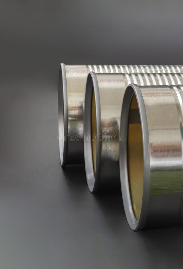 Three Open Empty Opened Steel and Tin Cans Arrange Stock Photo - Image ...