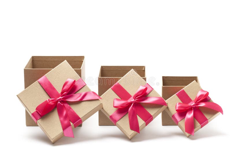 Three Open Gift Boxes stock photo. Image of xmas, knot - 46378074