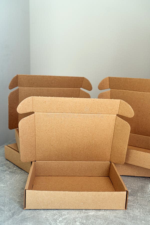 Three Open Kraft Cardboard Boxes Stock Photo - Image of ecommerce ...