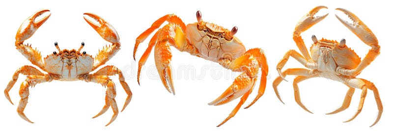 Three Orange Crabs Isolated on a Transparent Background. Realistic ...