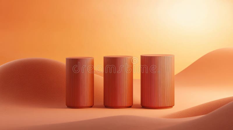 Three Orange Cylinders on Soft Orange Background Representing ...