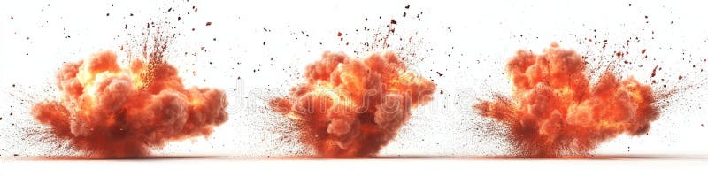 Three Orange Explosions on White Background Stock Illustration ...