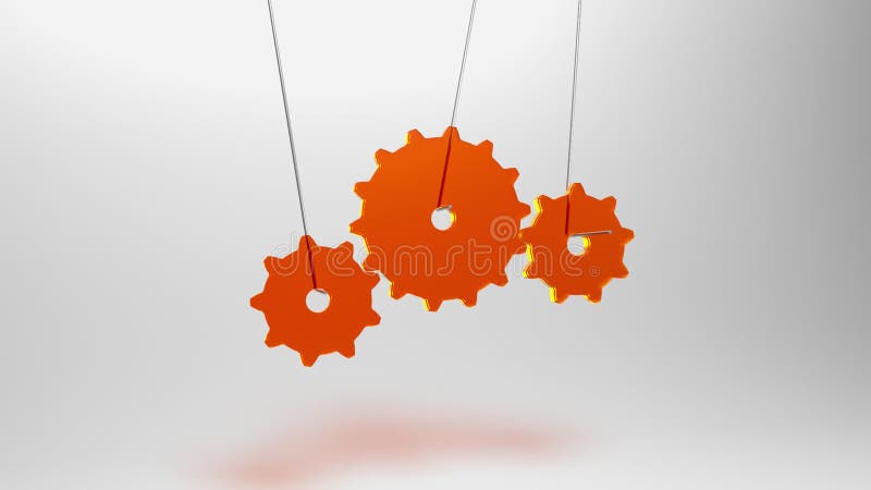 Three Orange Gears are Spinning Together Loop Stock Footage - Video of ...
