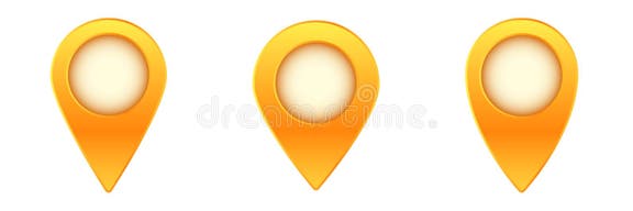 Three Orange Location Markers Aligned in a Row for Navigation and Map ...