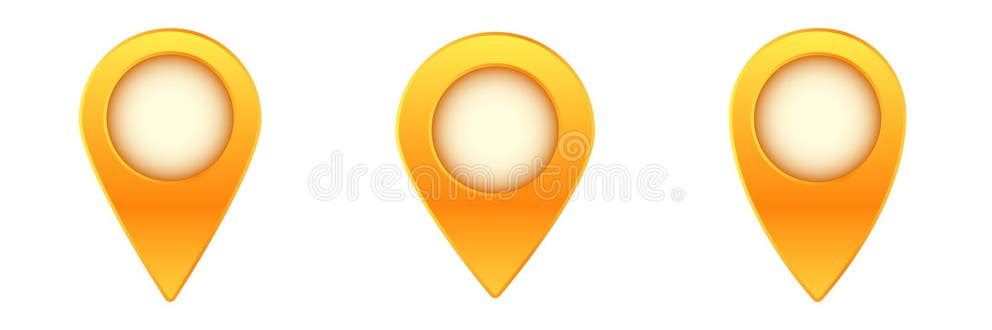 Three Orange Location Markers Aligned in a Row for Navigation and Map ...
