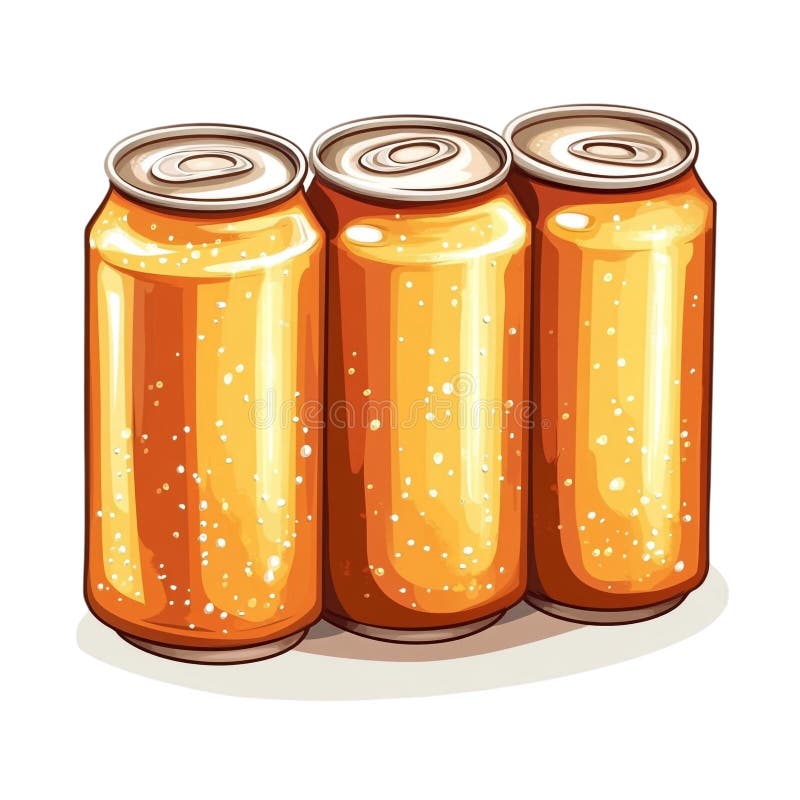 Three Orange Soda Cans Together on a White Surface Stock Illustration ...