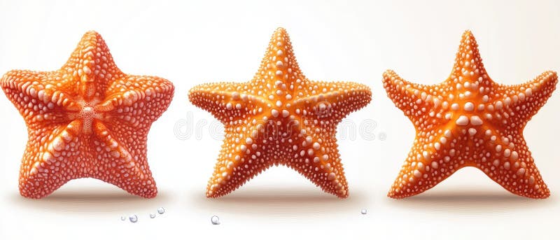 Three Orange Starfish on White Background Stock Illustration ...