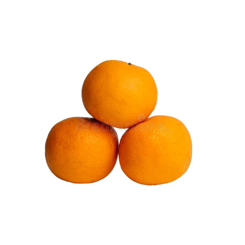 Three Orange Tangerines in a Pyramid on a White Background Stock Photo ...