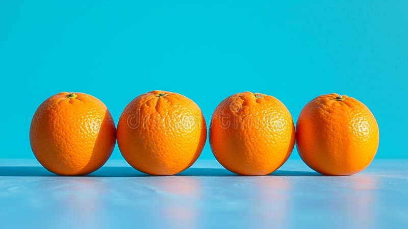 Three Oranges are Lined Up in a Row on a Table Stock Illustration ...