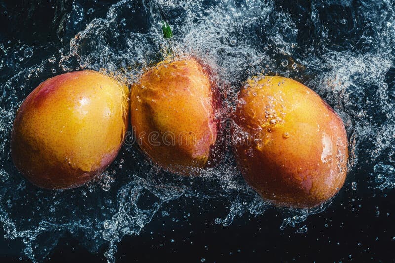Three Oranges are in the Water, Splashing and Creating a Playful Scene ...