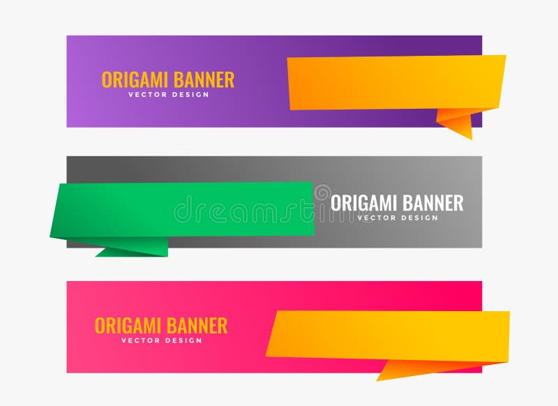 Three Origami Banners with Text Space Stock Vector - Illustration of ...