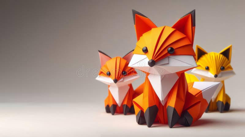 An Origami Fox Made Out of Folded Paper, Stock Photo - Image of setup ...