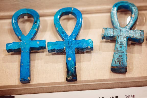 Three Ornamental Blue Ankhs in Cairo, Egypt Editorial Stock Photo ...