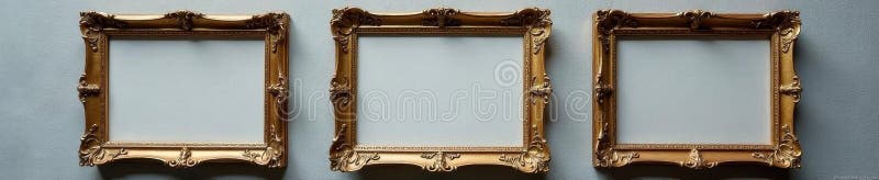 Three Ornate Antique Picture Frames, Gray Backdrop, Art, Decorative ...