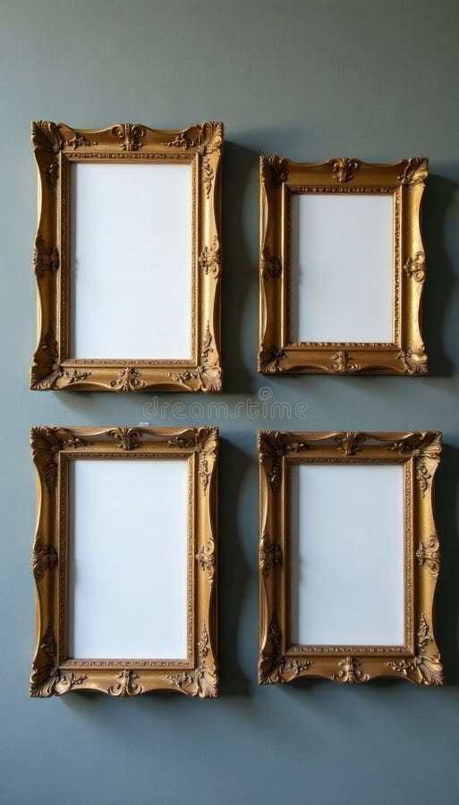 Three Ornate Antique Picture Frames, Gray Backdrop, Frames, History ...