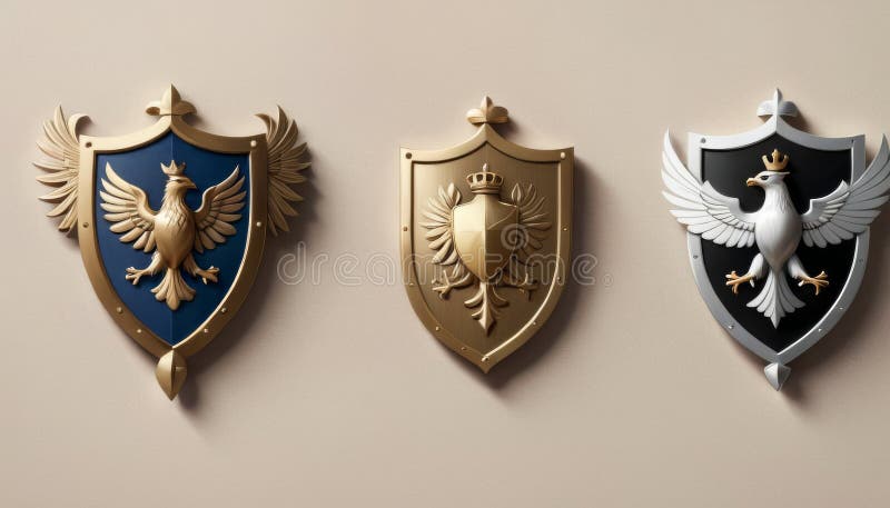 Heraldic Shields with Eagle Motifs Stock Photo - Image of badge, luxury ...