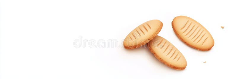Three Oval Cookies on White Sweet Crunchy Buttery Delicate Simple Three ...