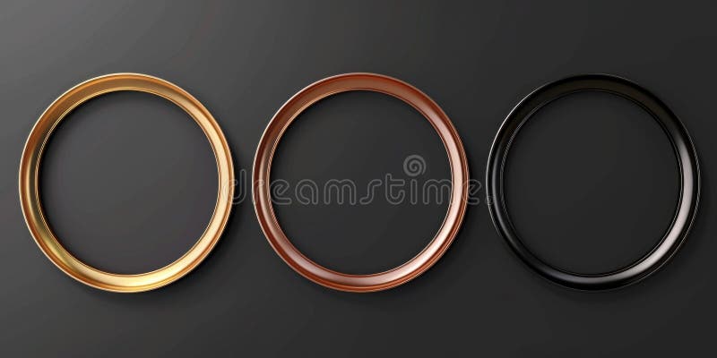 Three Oval Frames on Black Background Stock Illustration - Illustration ...
