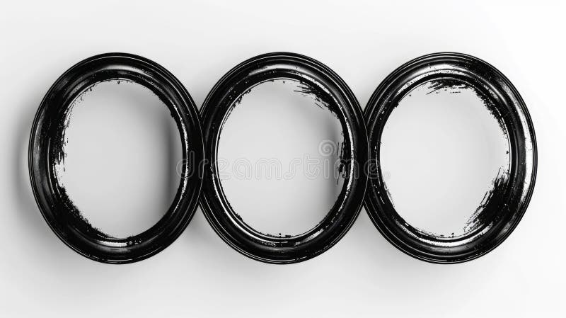 Three Oval Picture Frames on a White Wall, Suitable for Hanging Photos ...