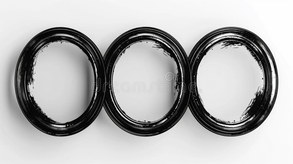 Three Oval Picture Frames on a White Wall, Suitable for Hanging Photos ...