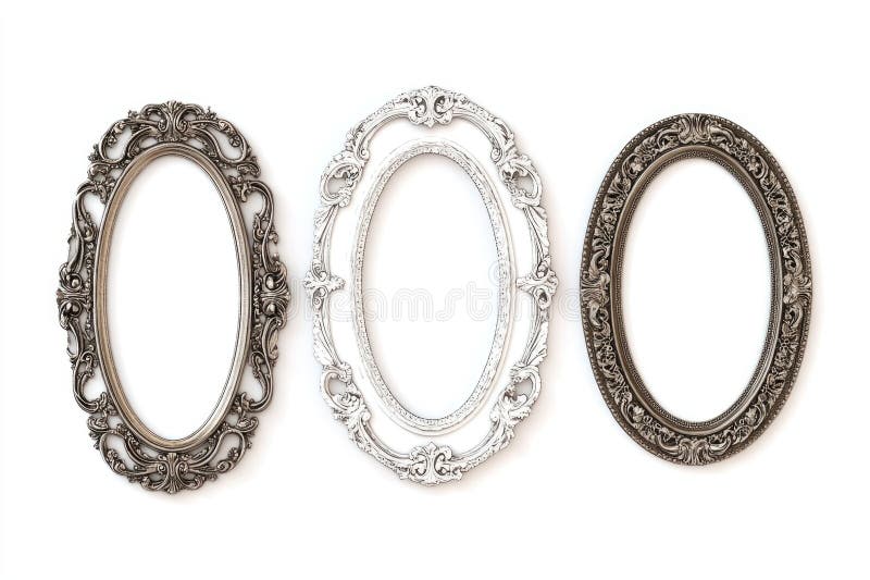 Three Oval Silver Frames on a Minimalist White Background, Perfect for ...